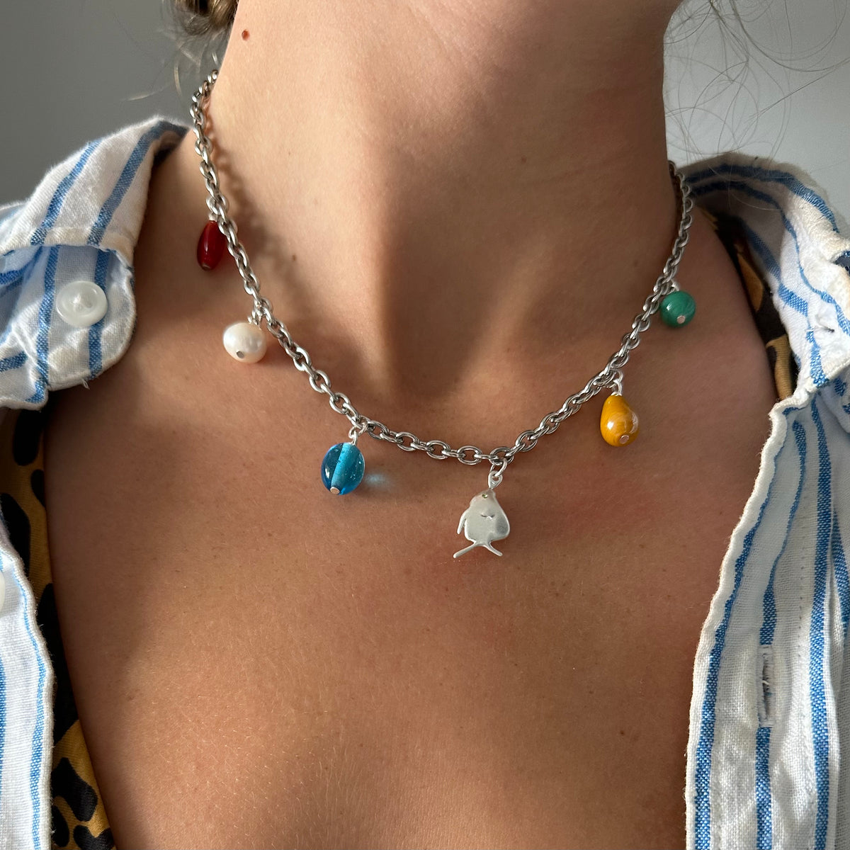 Fiona Charm Necklace- Silver – Briwok
